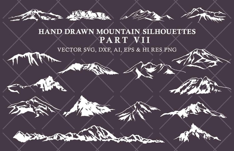 Mountain SVG Cut Files Hand Drawn Mountains SVG Trees SVG - Etsy