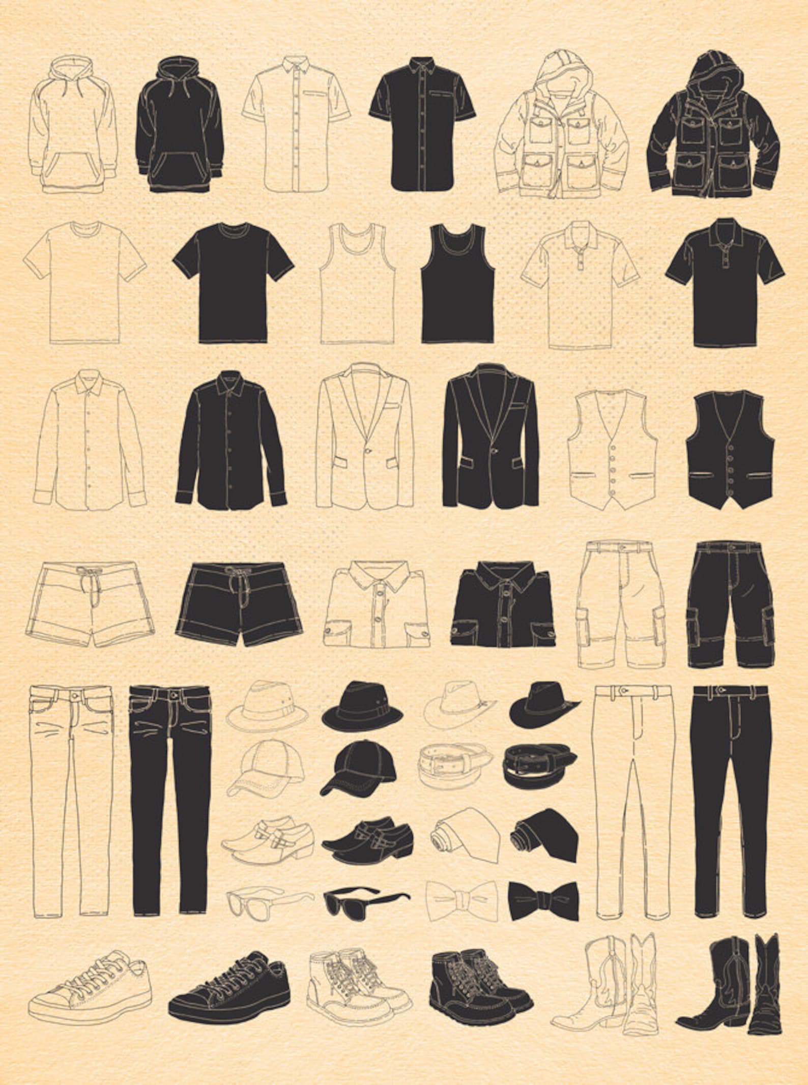 Hand Drawn Clothing Clipart Clothes Fashion Clipart Fashion - Etsy