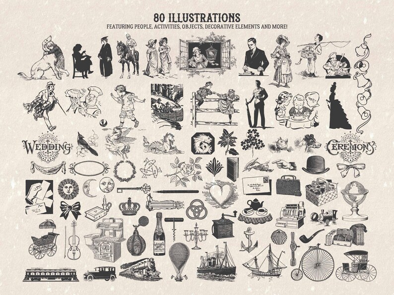 Vintage Daily Life Illustrations Bundle – Rustic Clipart for Crafts ...