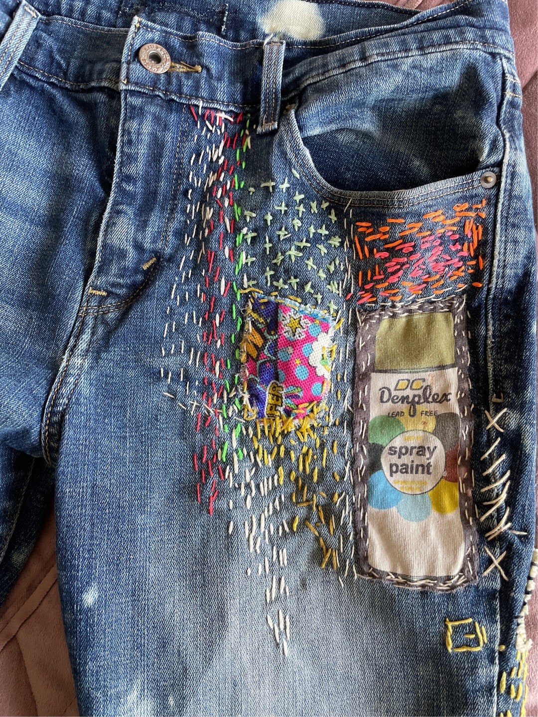 Patched Denim / Reworked Vintage / Upcycled Jeans / Upcycled Denim - Etsy