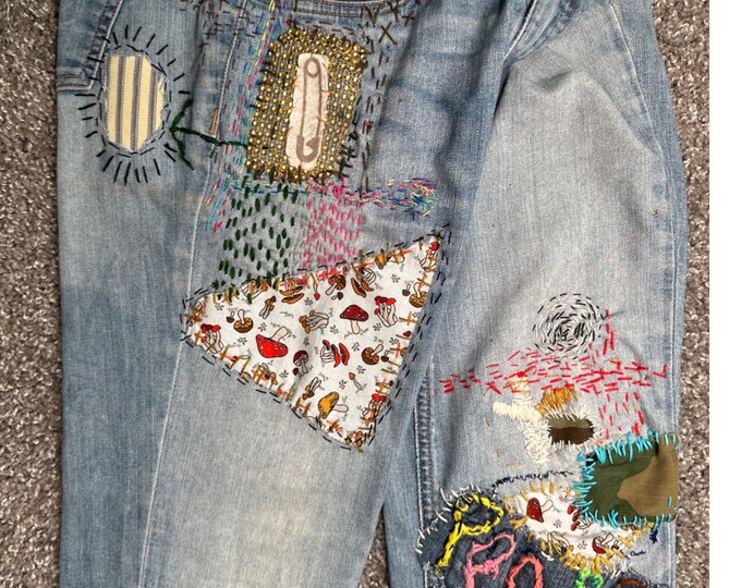 Patched Denim / Reworked Vintage / Upcycled Jeans / Upcycled Denim RAG ...