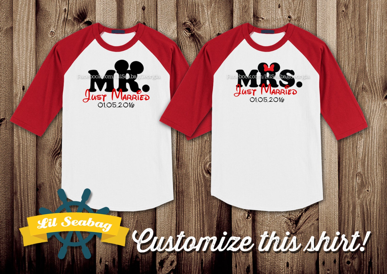 Mr. and Mrs. Disney Shirts Just Married Disneymoon 3/4 or - Etsy