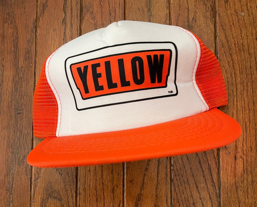 Vintage 80s 90s Yellow Trucking Mesh Trucker Hat Snapback Hat Baseball ...