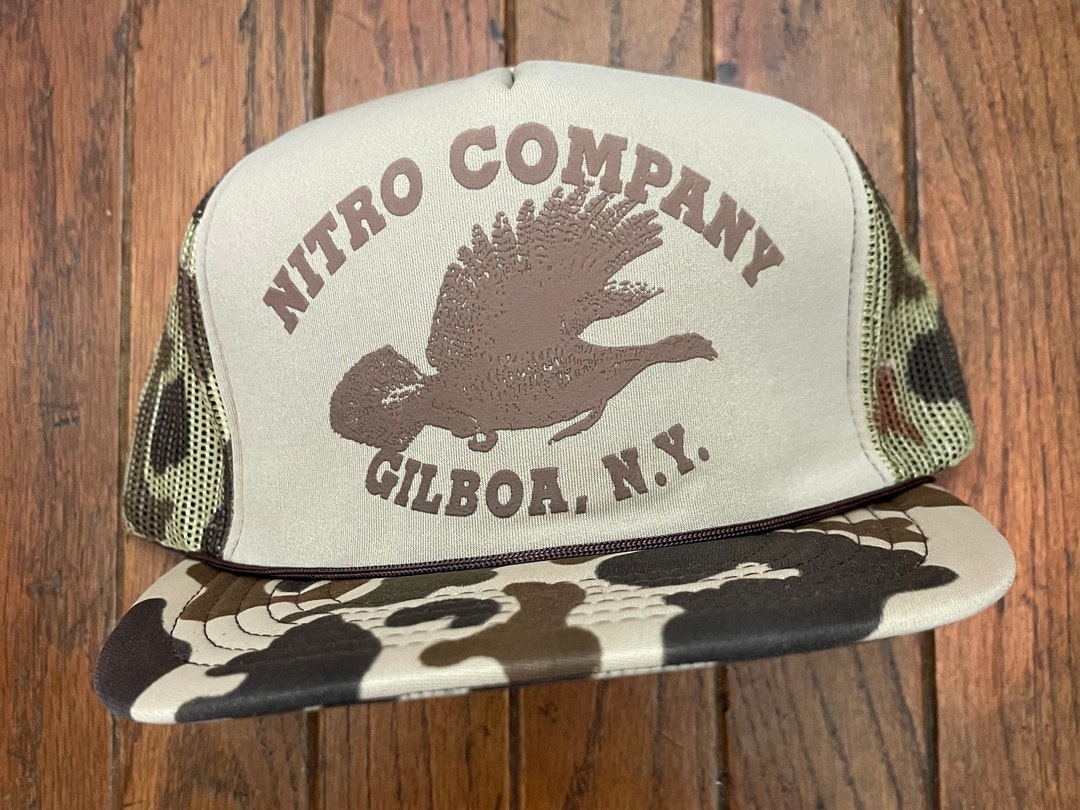 Vintage 80s 90s Camo Nitro Company Gilboa New York Mesh Trucker Hat ...