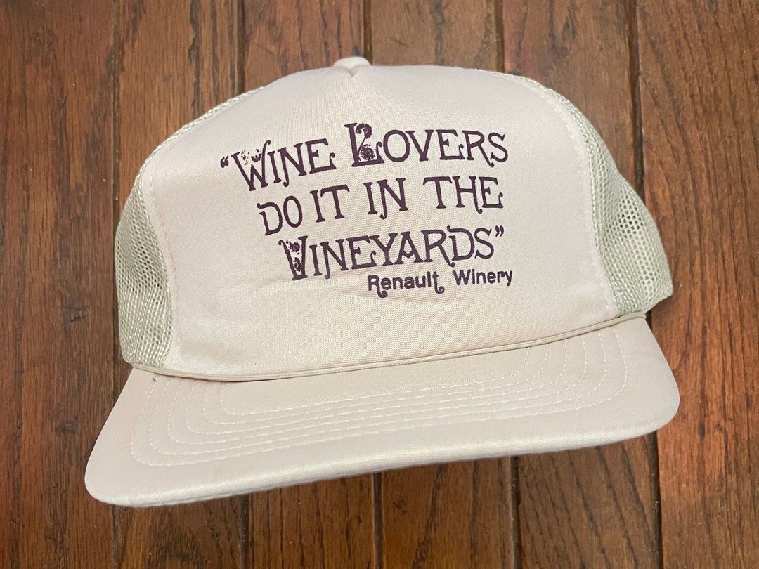 Vintage Trucker Hat Snapback Baseball Cap Wine Lovers Funny Vineyard ...