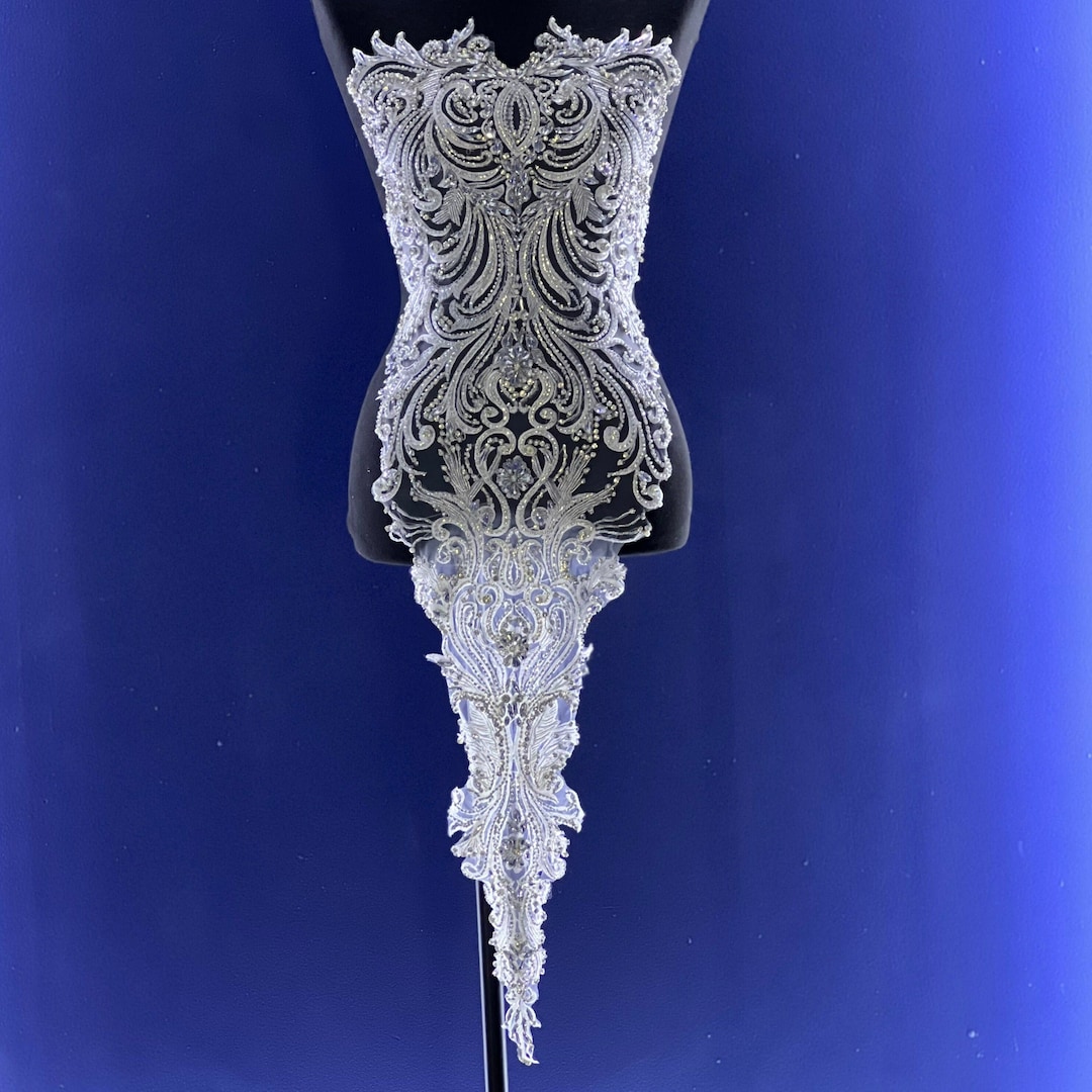 Franchesca Rhinestone Lace Applique Rhinestone Mesh Applique Rhinestone ...