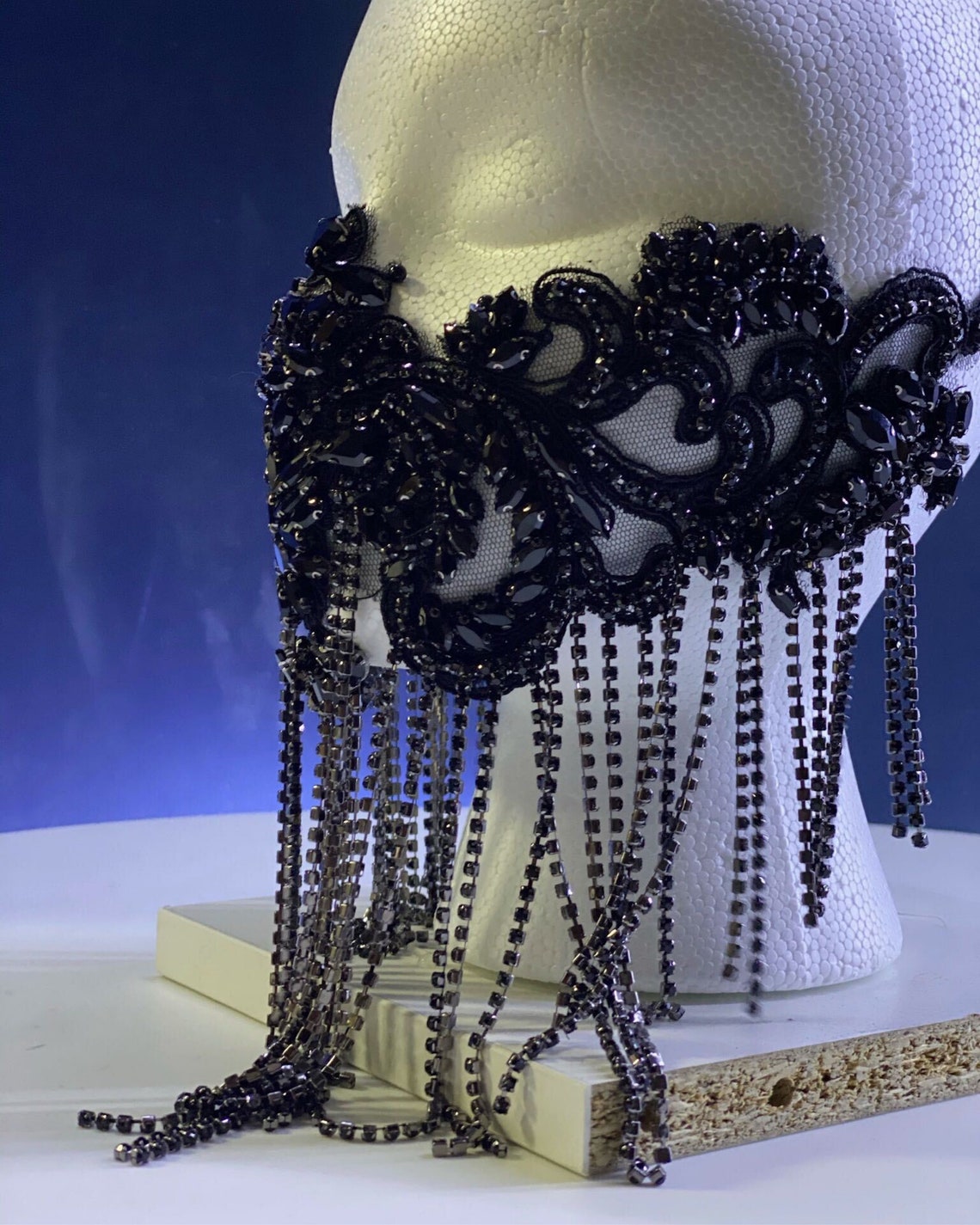 Rhinestone Mask Applique | Crystal Face Mask - Etsy