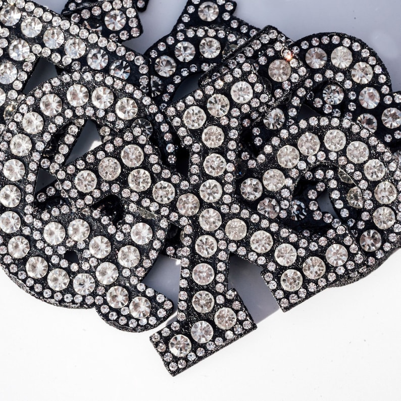 2 Crystal Iron on Rhinestone Letters Crystal Letters - Etsy