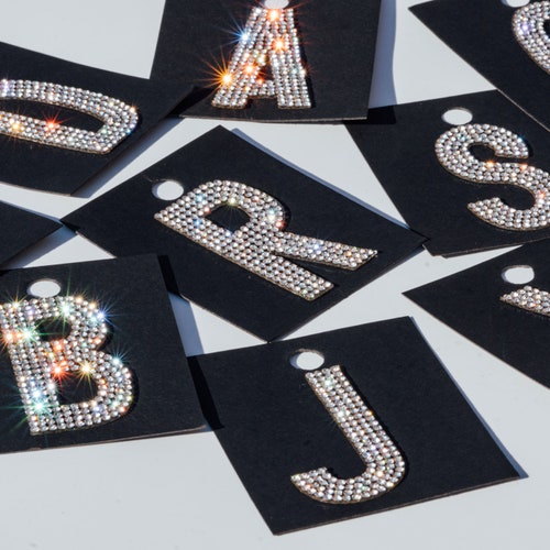2 Crystal Iron on Rhinestone Letters Crystal Letters - Etsy