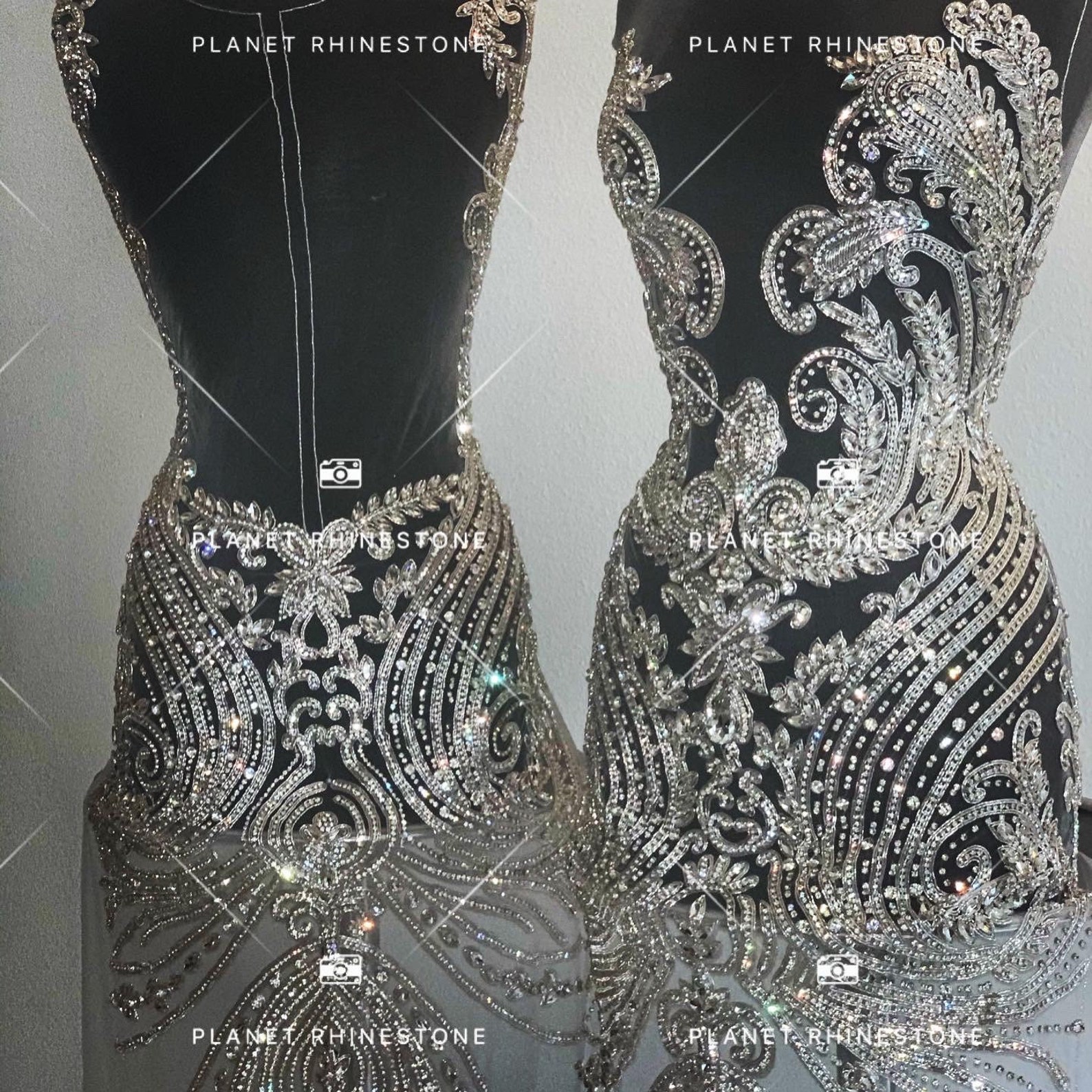 Rhinestone Bodice Applique Set Moosh Bodice Silver - Etsy