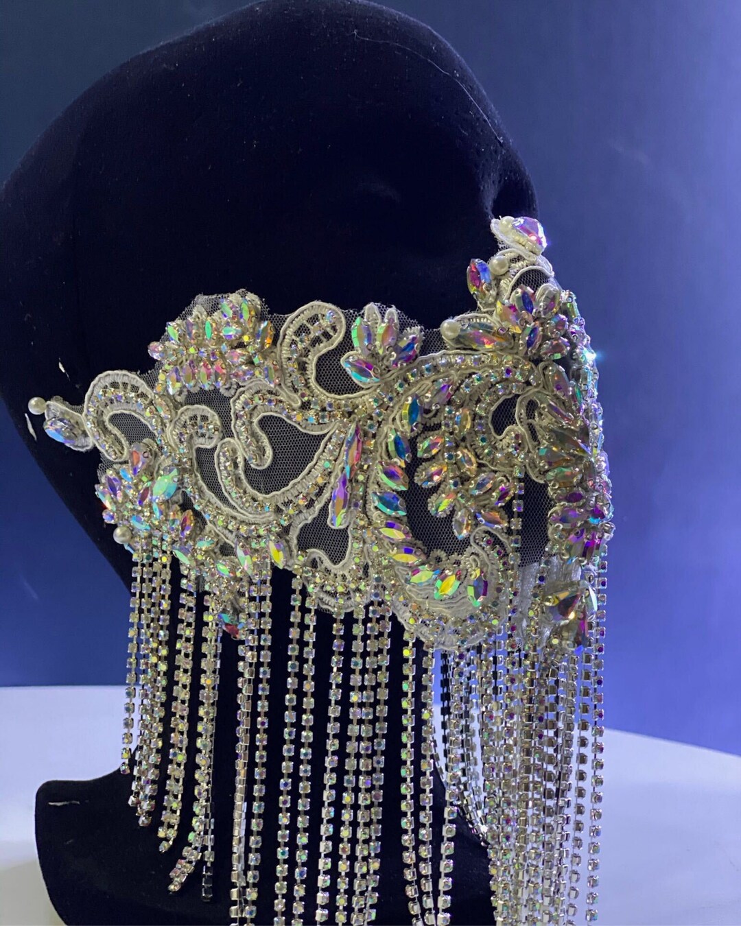 Rhinestone Face Mask Applique | Diamond Face Mask - Etsy