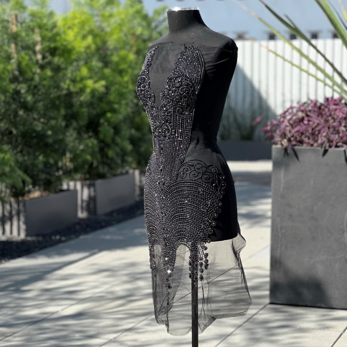 Nancy Rhinestone Bodice Panel Black Gold Silver - Etsy