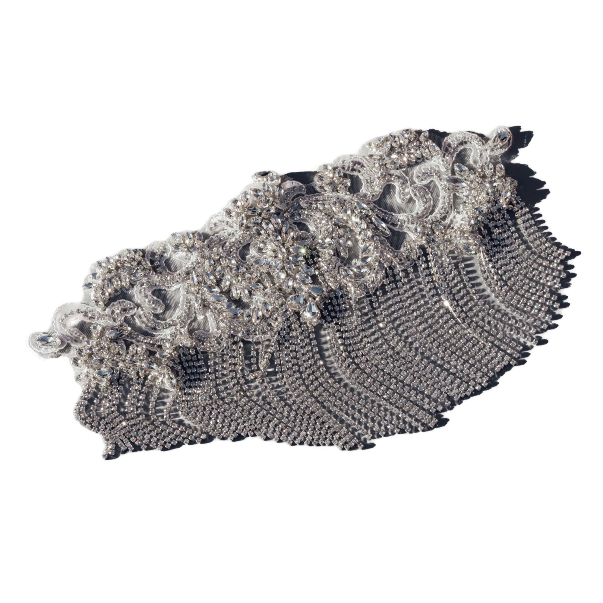 Rhinestone Lace Fringe Applique | Rhinestone Face Mask Applique ...