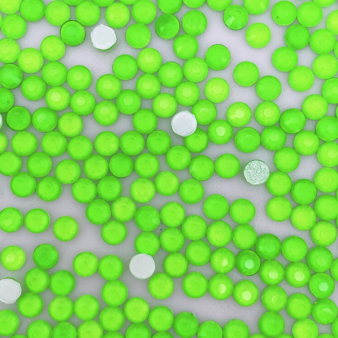 Neon Green Glass Flatback Rhinestones 1440pcs SS6 SS10 SS12 SS16 SS20 ...