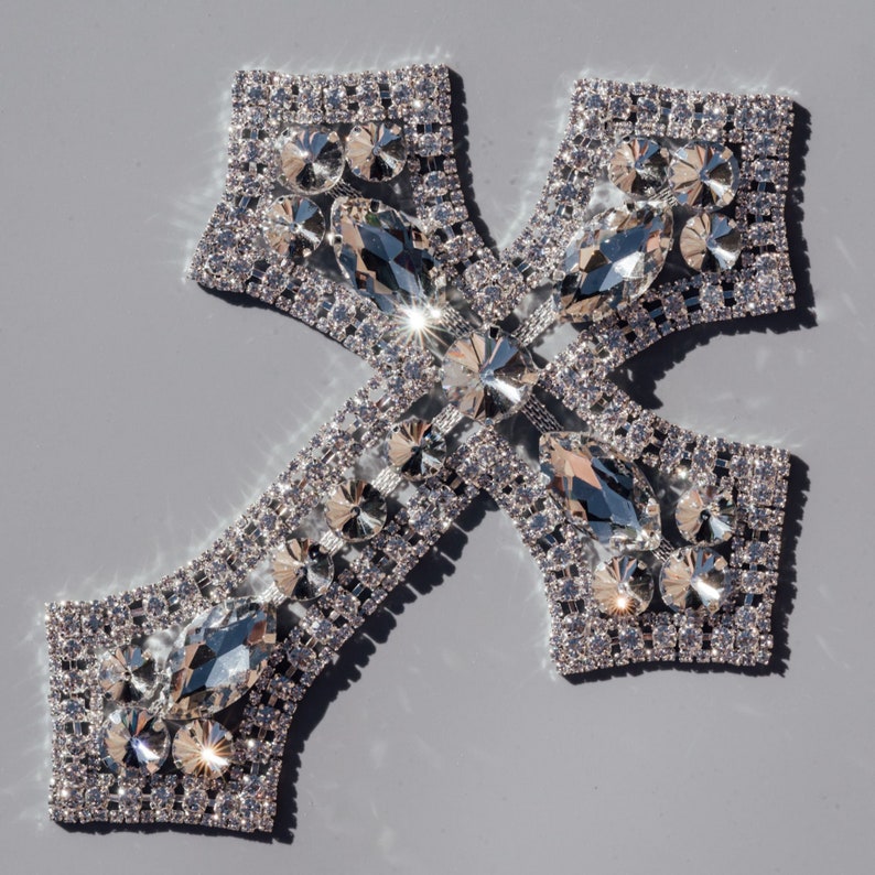 Silver Rhinestone Cross Crystal Cross Applique DIY Cross | Etsy