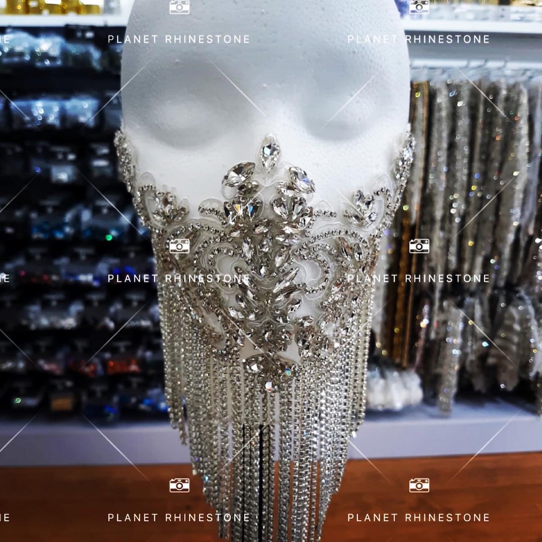 Rhinestone Face Mask Applique | Diamond Face Mask DIY Applique | BO-48 ...