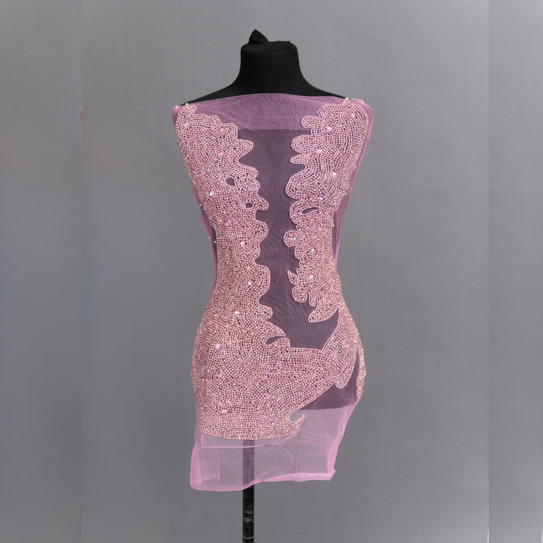 Shally Rhinestone Bodice Panel Applique | Silver | Pink | Gold - Etsy