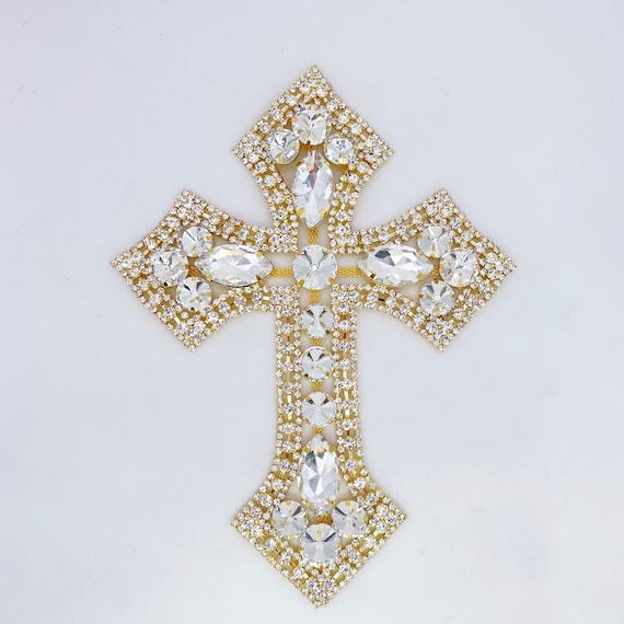 Rhinestone Cross Gold/silver Cross Applique DIY Cross Mask | Etsy