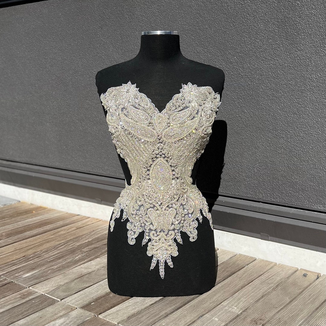 Dana Crystal Beaded Bodice | Rhinestone Bodice Applique - Etsy