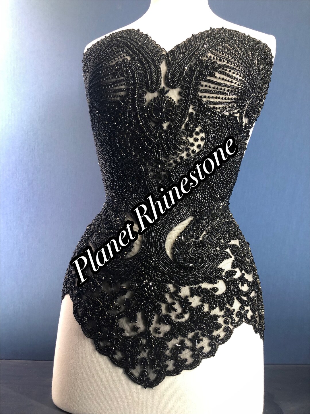 Anna Rhinestone Bodice | Black Crystals - Etsy