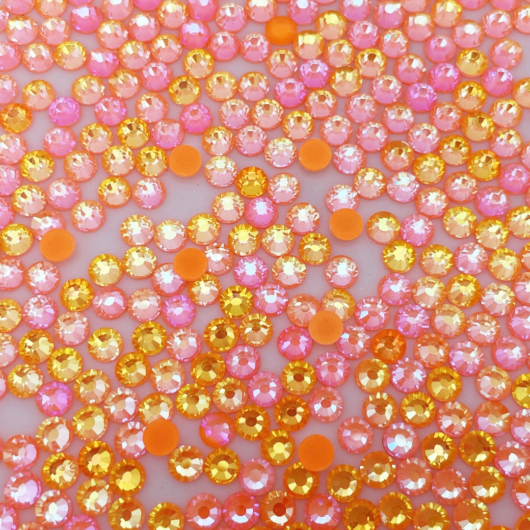 Luminous Orange Glass Flatback Rhinestones 1440pcs SS6 SS10 SS12 SS16 ...