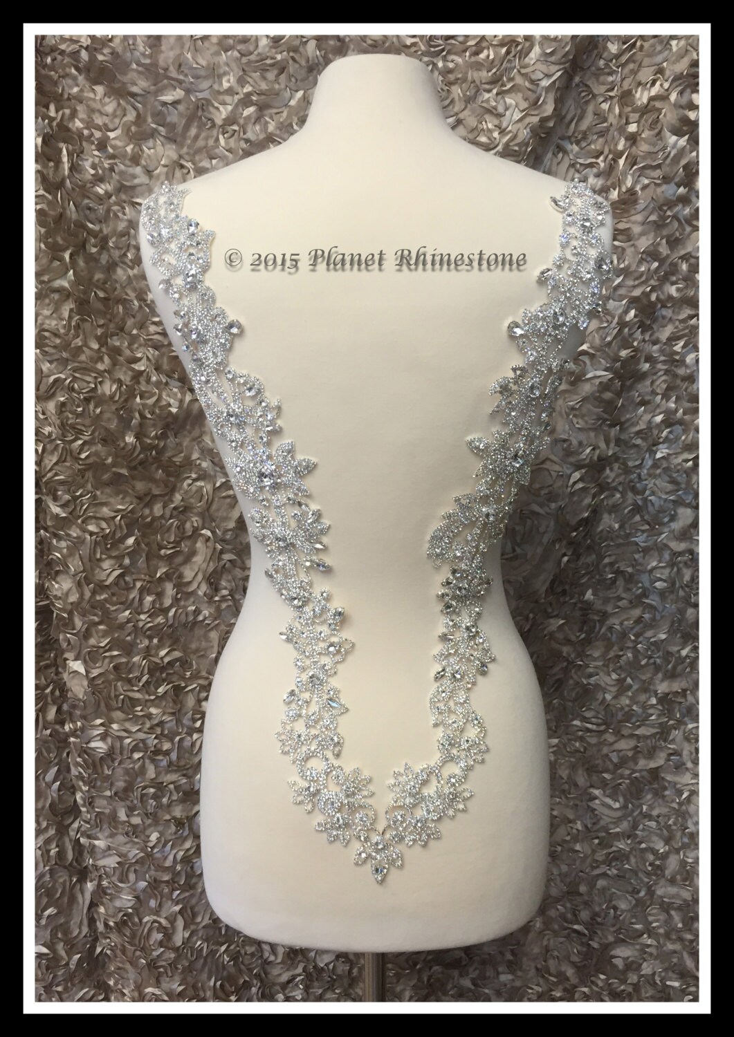 Designer Rhinestone Bridal Applique Open Back Wedding Dress Applique