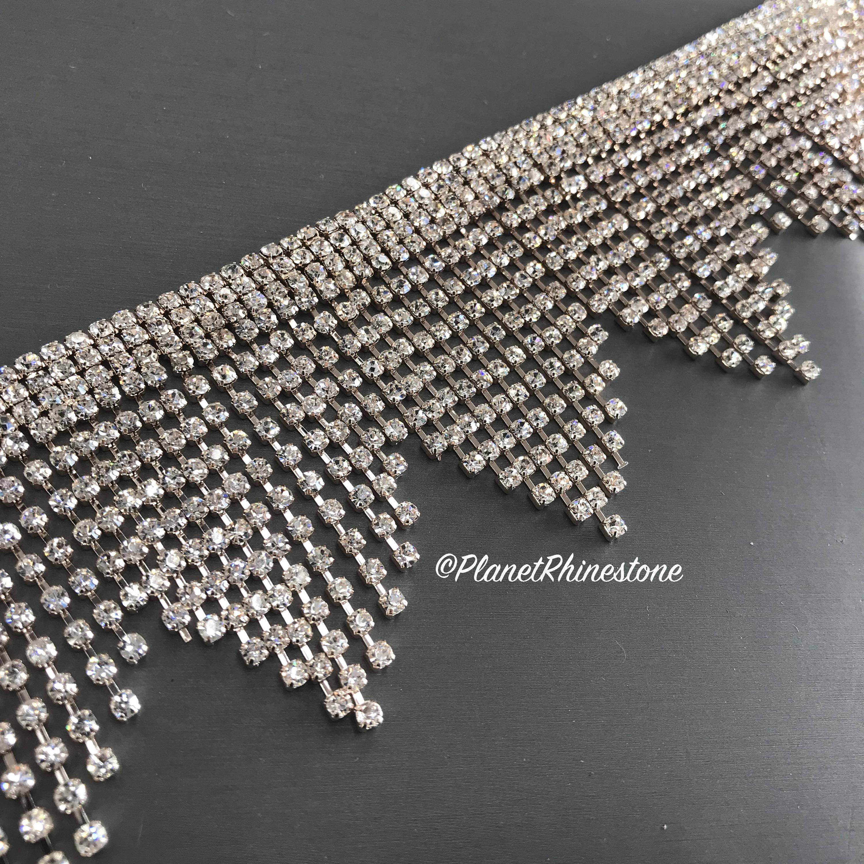 Rose Gold Large Fringe Rhinestone Trim #0529 Rose Gold Large Fringe Rhinestone Trim #0529