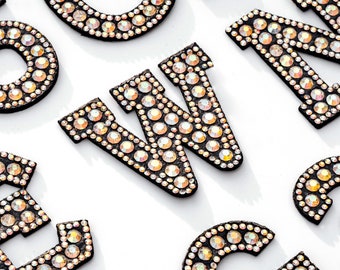 Rhinestone Alphabet Iron on Patch - Etsy