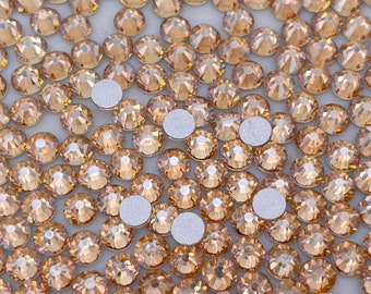 Rose Gold Crystal Glass Rhinestones Flatback High Quality No Hotfix Size SS6 SS10 SS12 SS16 SS20 ...