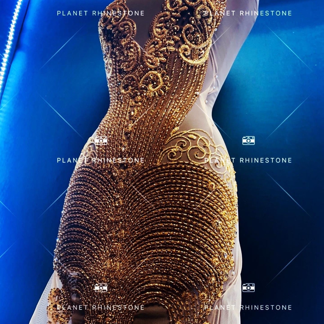 Nancy Rhinestone Bodice Panel | Black, Gold, Silver - Etsy