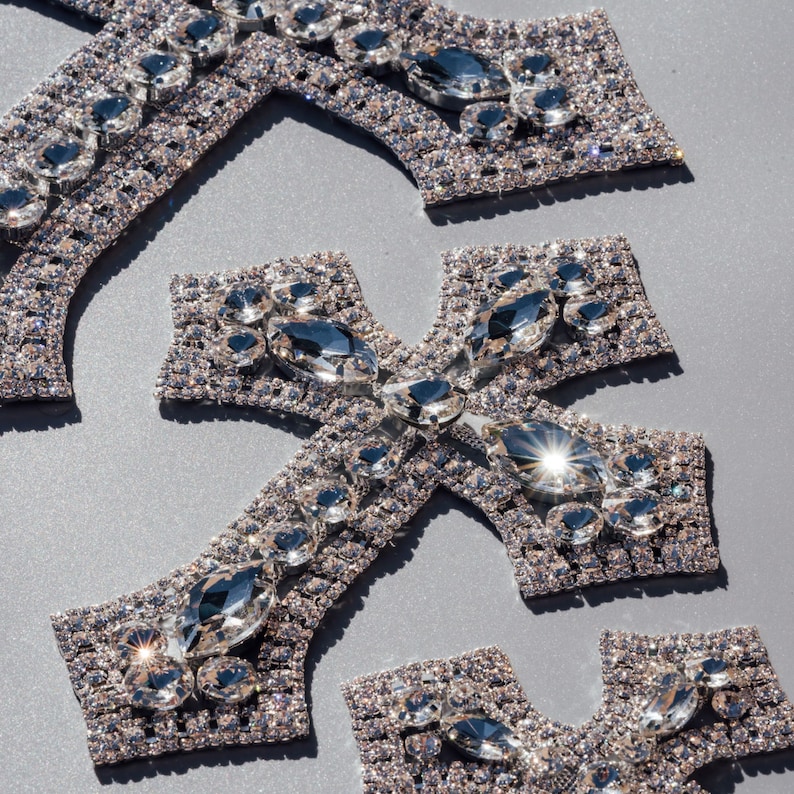 Silver Rhinestone Cross Crystal Cross Applique DIY Cross - Etsy