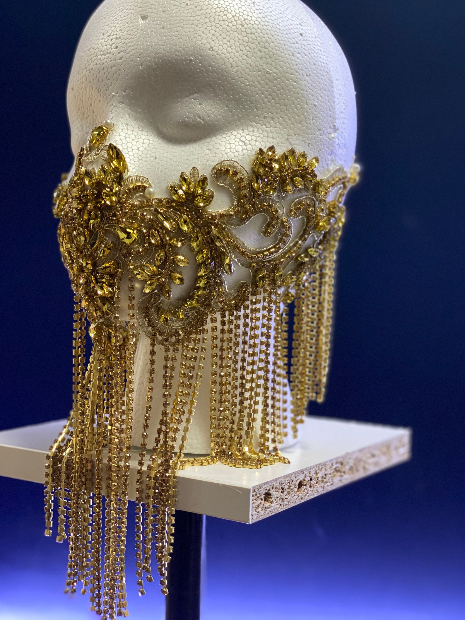 Rhinestone Lace Fringe Applique Rhinestone Face Mask - Etsy