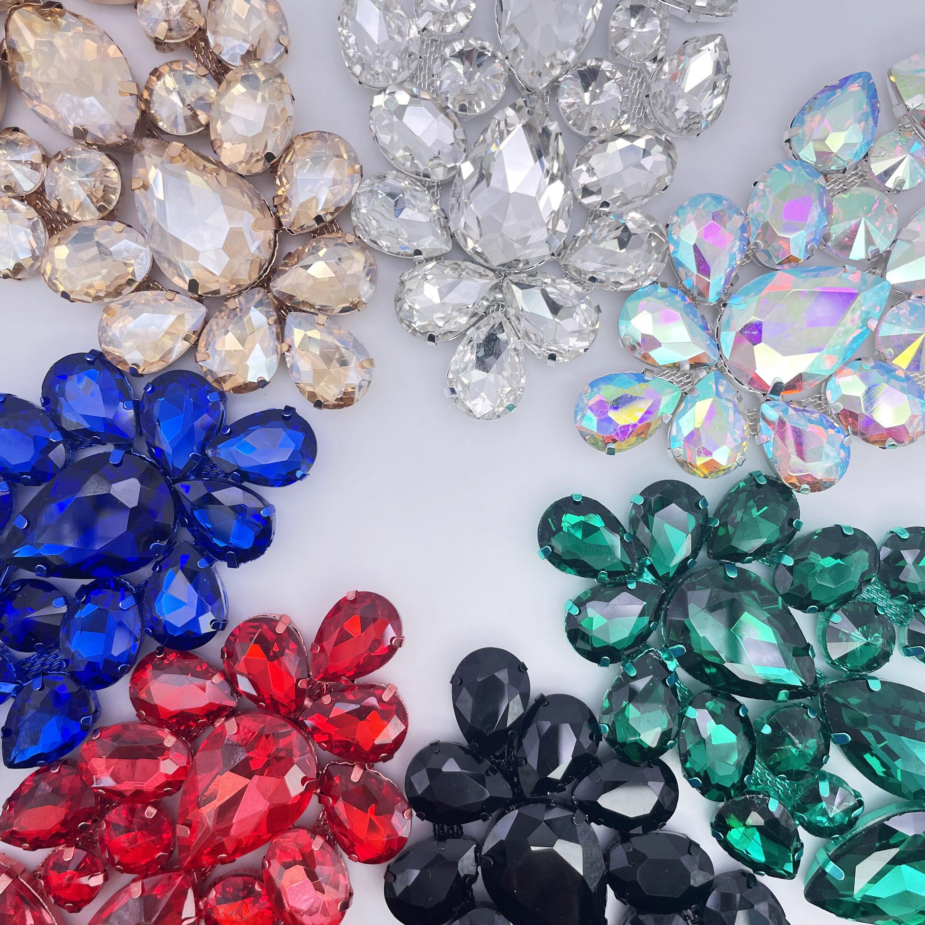 Rhinestone Crystal Applique | Sew-on Applique | Crystal, AB, Red, Blue ...