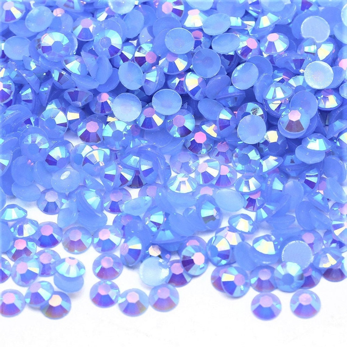 Pearl Blue Jelly Rhinestones Blue AB Flat Back Rhinestones - Etsy
