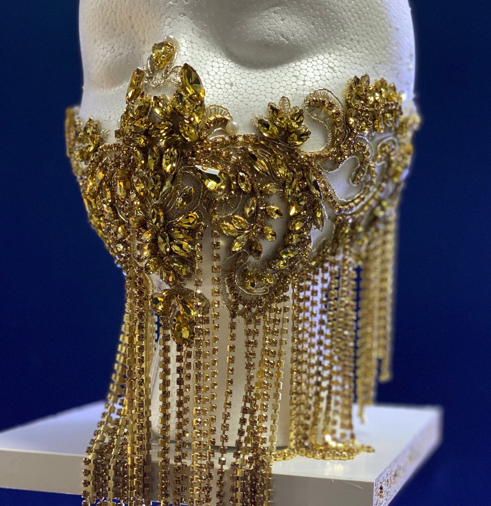 Rhinestone Lace Fringe Applique | Rhinestone Face Mask Applique ...