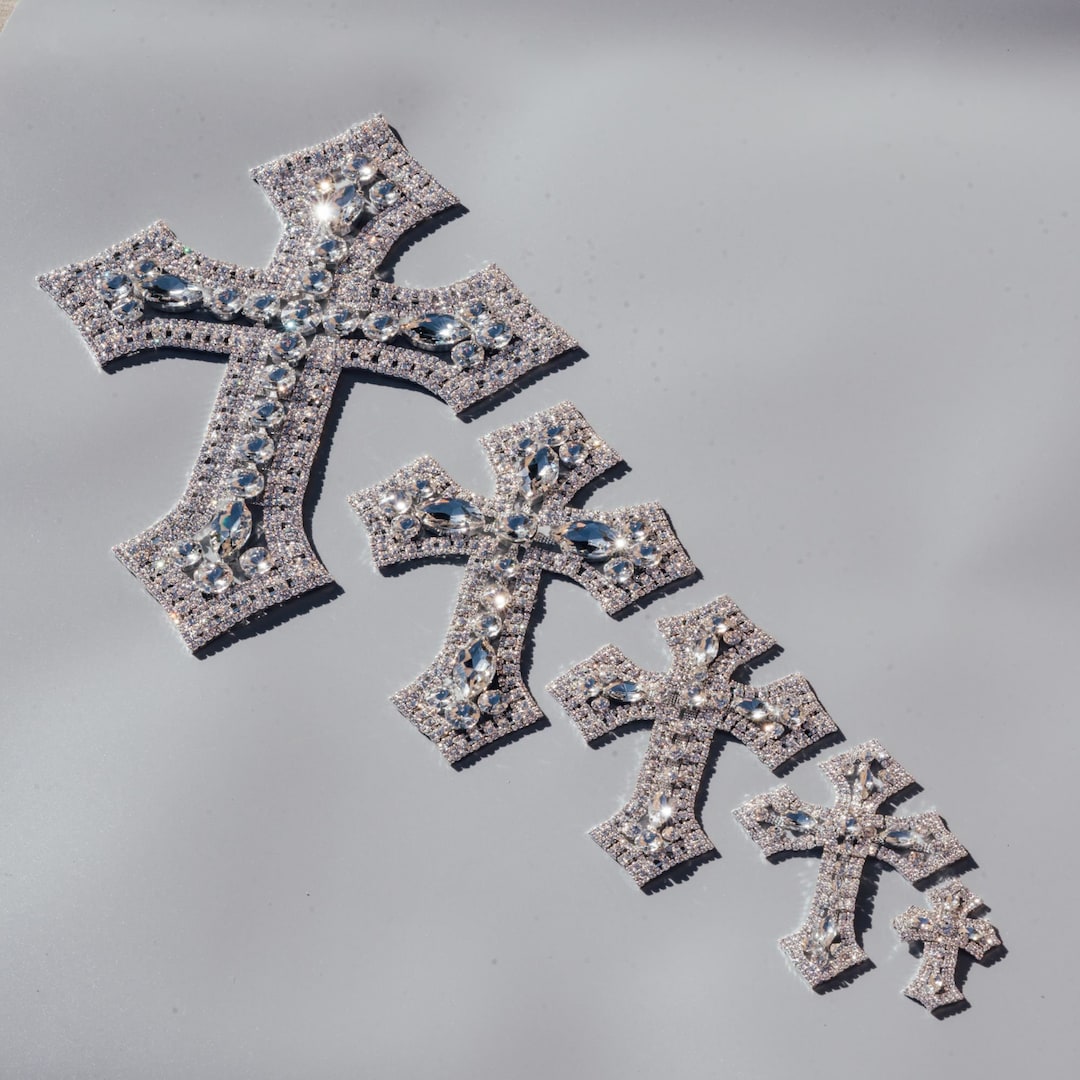 Silver Rhinestone Cross | Crystal Cross Applique | DIY Cross Mask ...
