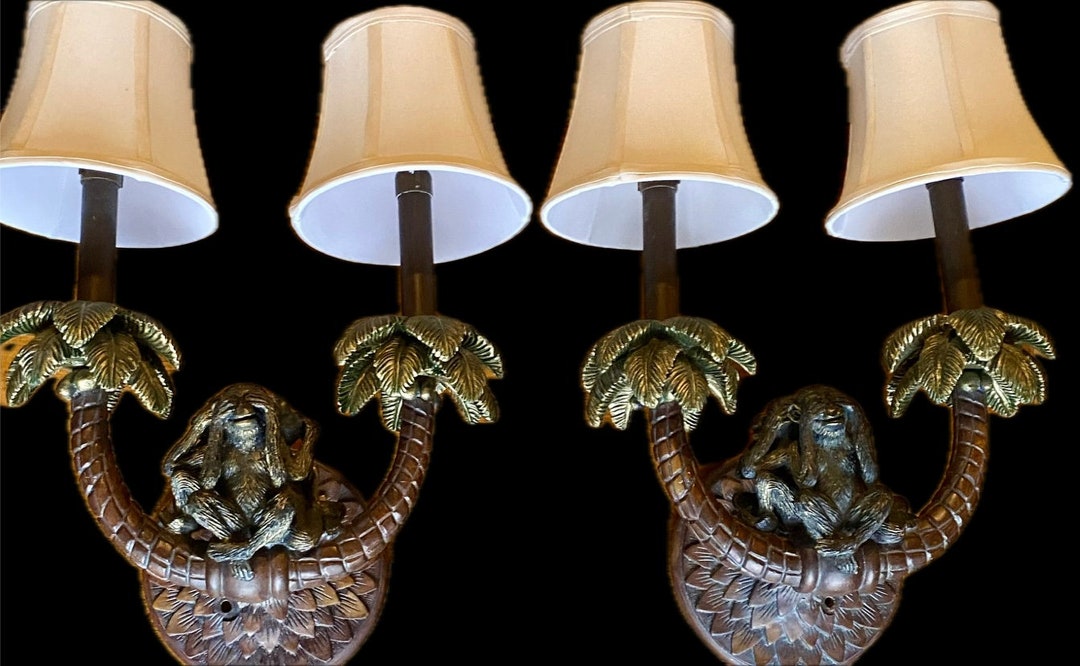 Vintage Three Wise Monkeys Wall Sconces 2 - Etsy