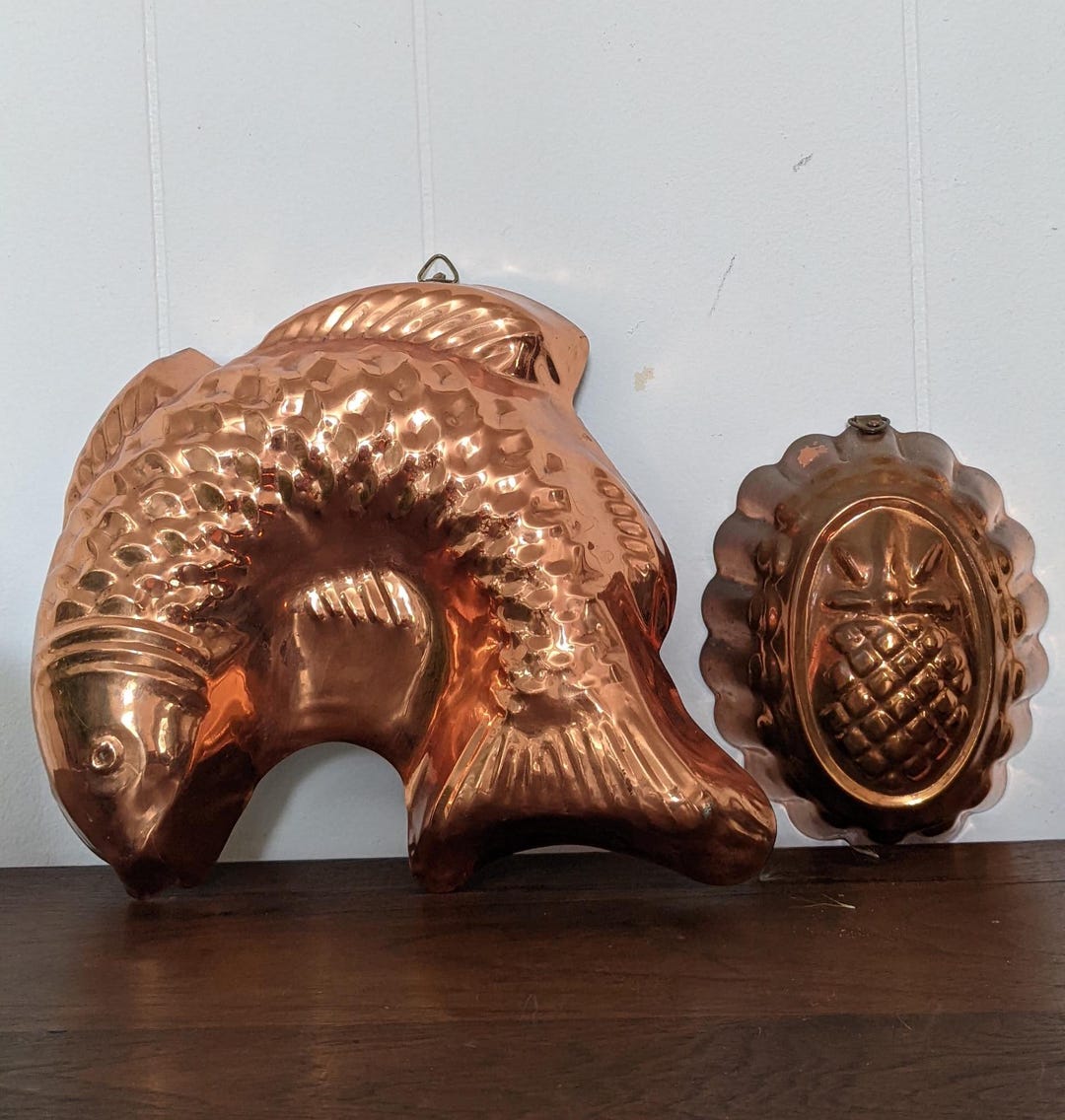 Vintage Kitchen Copper Jello Molds, Fish and Pineapple Design - Etsy