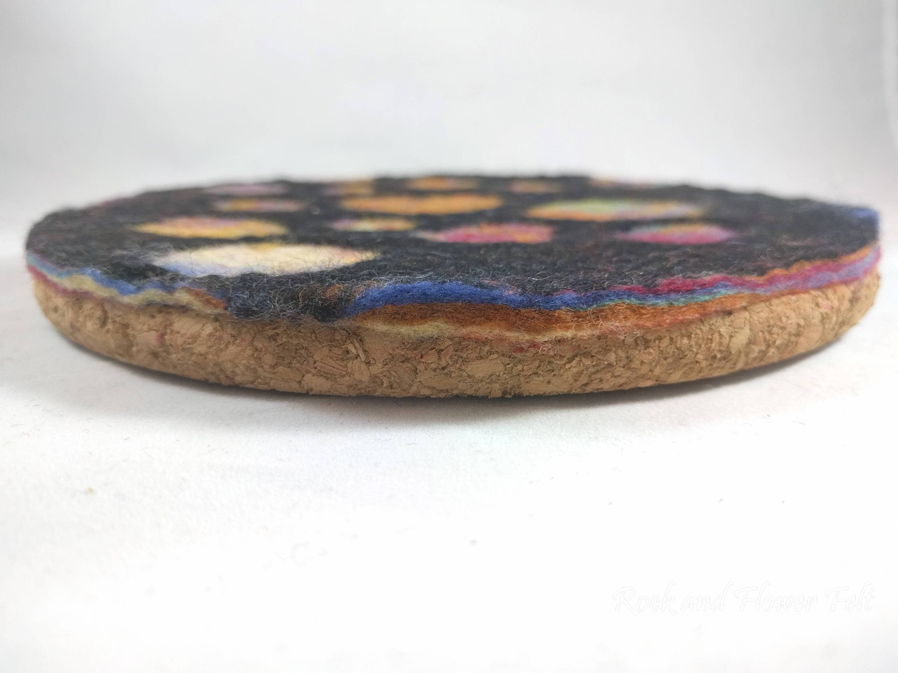 Wet Felted Trivet, Abstract Black With Rainbow Holes - Etsy