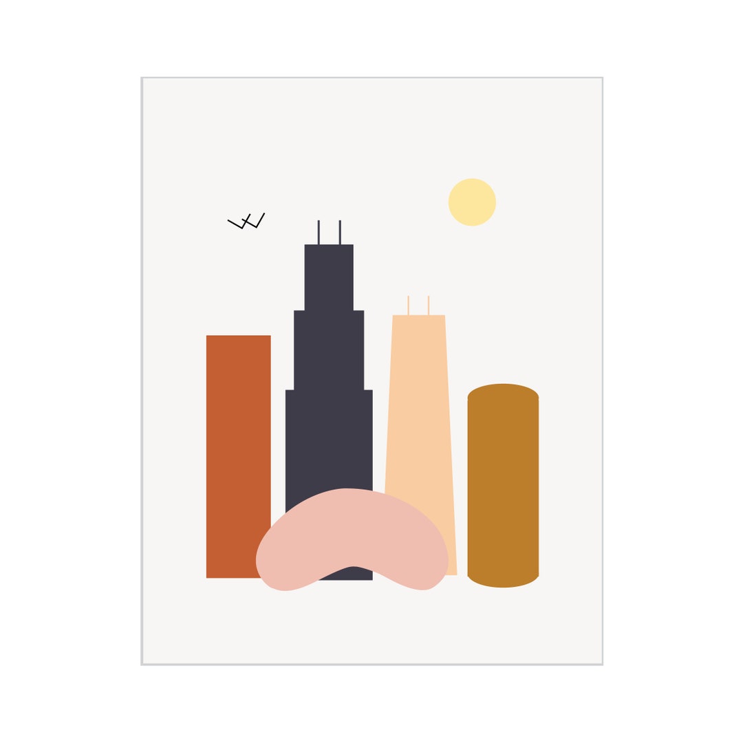 Chicago Print Chicago Wall Art Landscape Print Modern Wall - Etsy