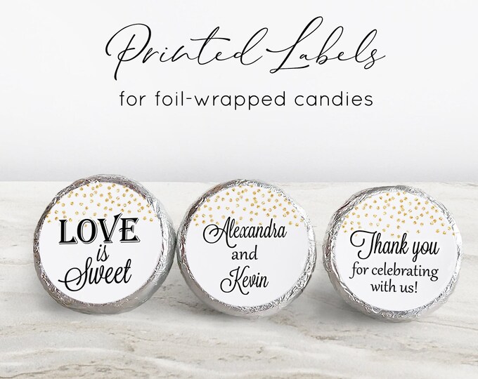 Candy Kiss Stickers for Wedding, Shower, Party 108 Personalized Kiss ...
