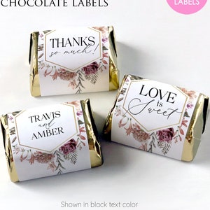 Custom Printed Nugget Style Chocolate Labels - Wedding Favors for Candy ...