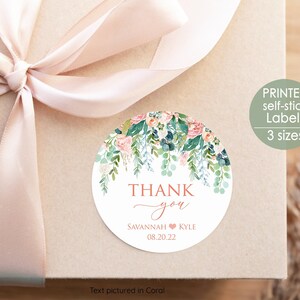 Printed Round Custom Stickers in 3 Sizes for Wedding Favors, Bridal ...