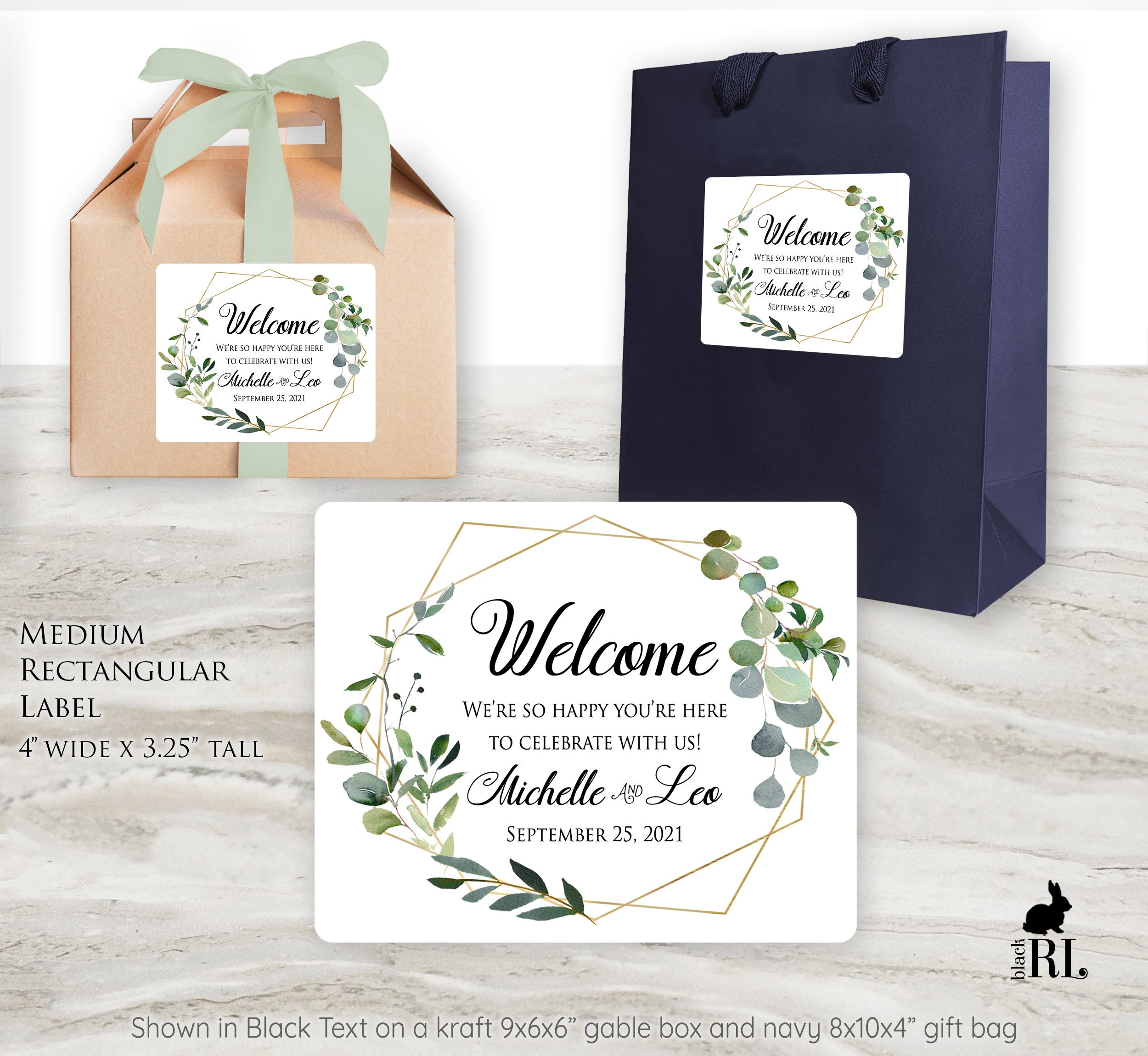 Printed Rectangular Welcome Bag and Box Custom Stickers 2 - Etsy