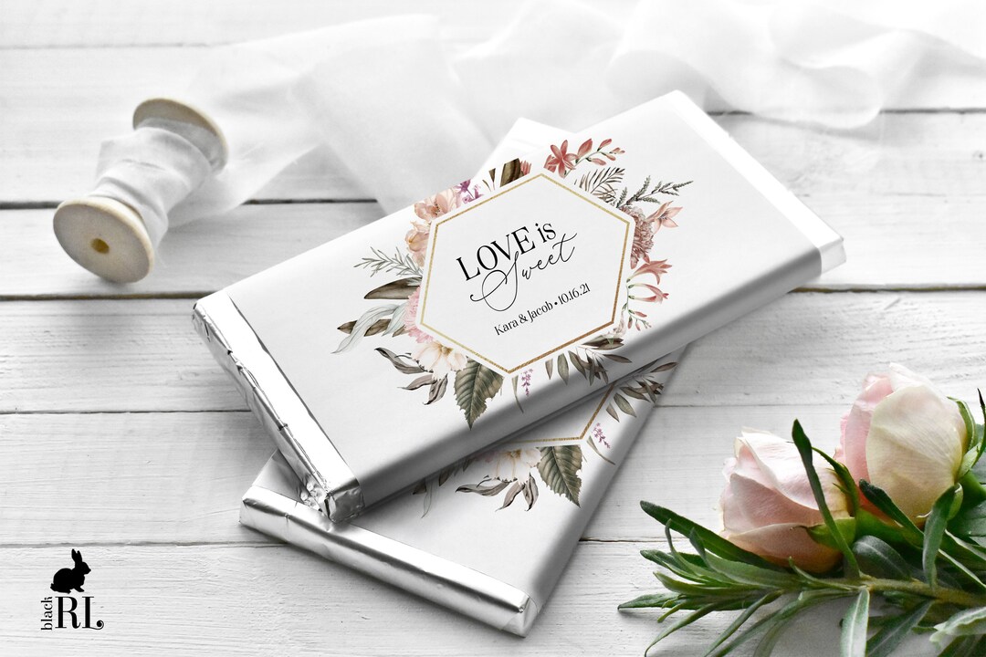 Printed Lables for Full Size Candy Bar Chocolate Bar Stickers Wedding ...
