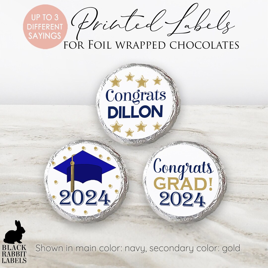 Printed Chocolate Kiss Stickers - Personalized Graduation Party Favor ...