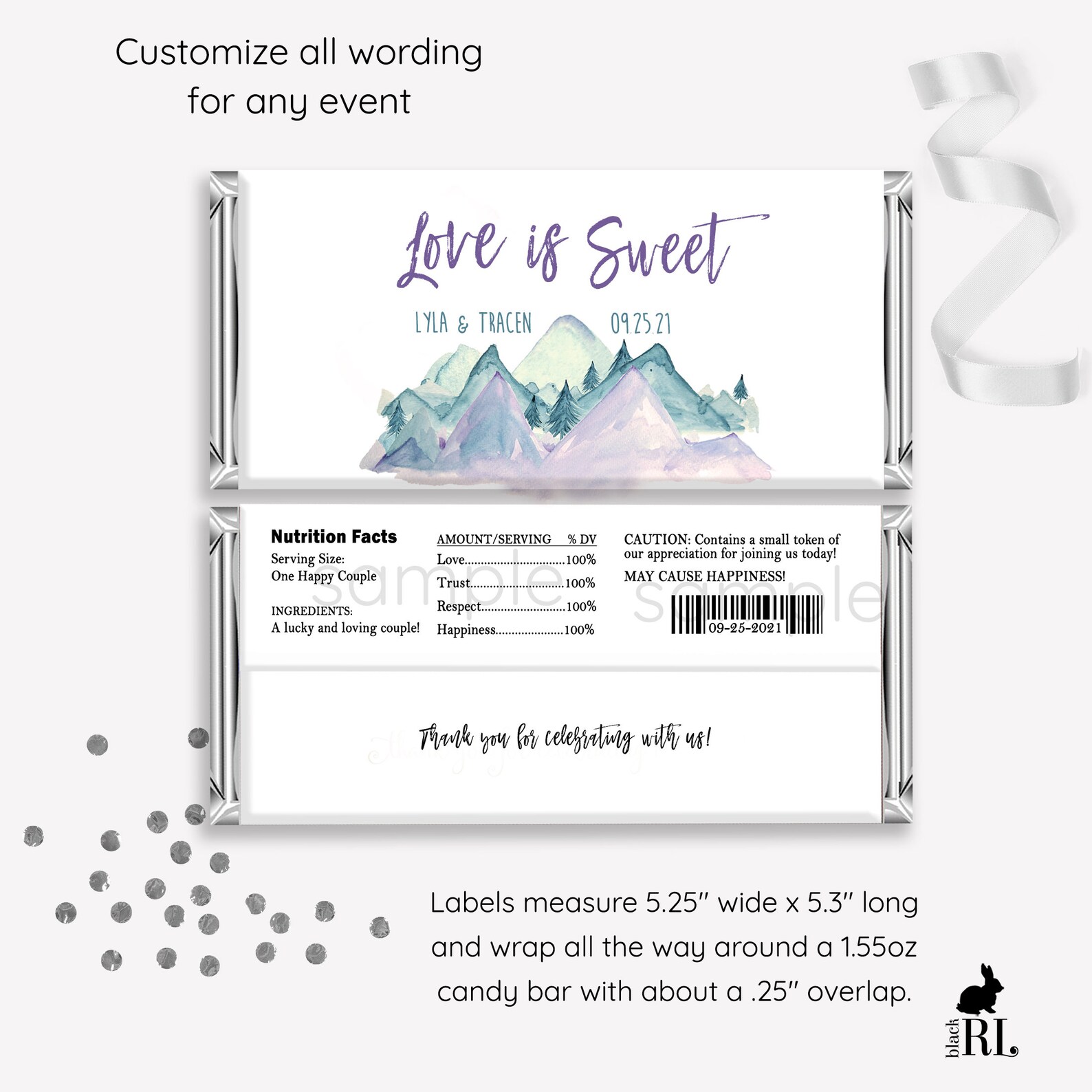 Printed Labels for Full Size Candy Bar Chocolate Bar Stickers - Etsy