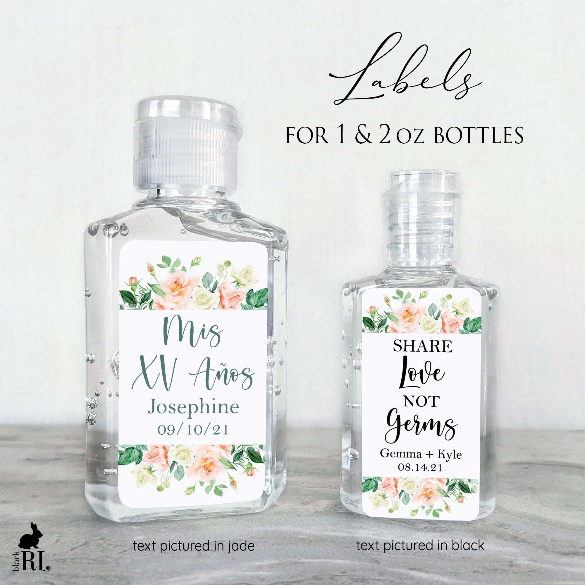 Printed Custom Favor Labels for Small Hand Sanitizer Bottles | Etsy