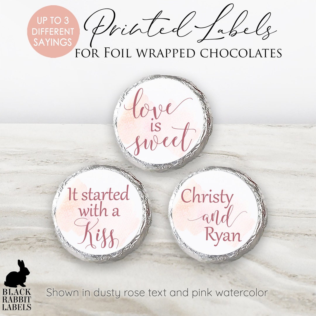 Printed Chocolate Kiss Stickers - Personalized Wedding Favors, Bridal ...