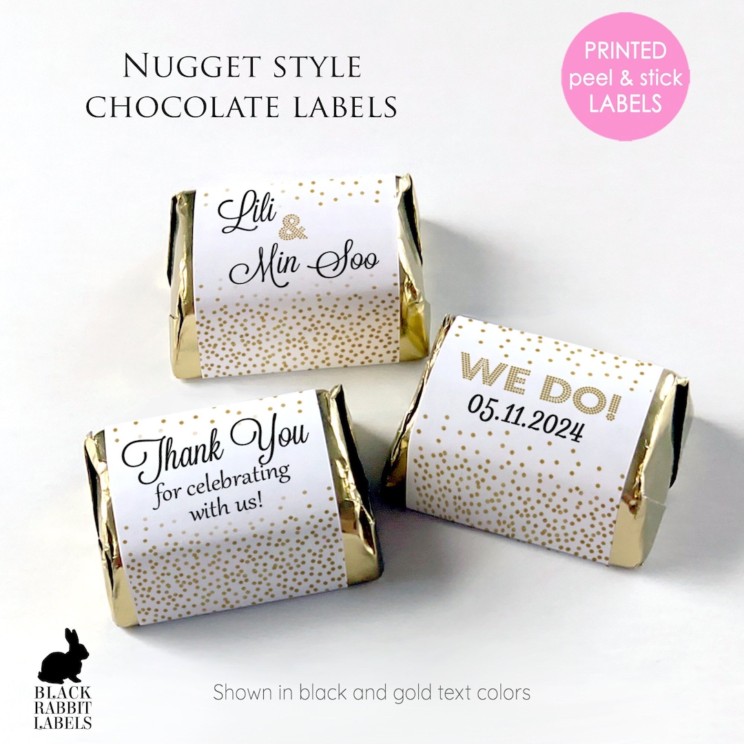 Custom Printed Nugget Style Chocolate Labels - Wedding Favors for Candy ...